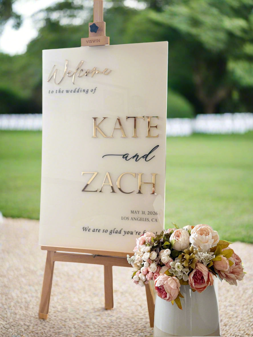 Custom Acrylic Wedding Welcome Sign with 3D Raised Lettering – Persona ...
