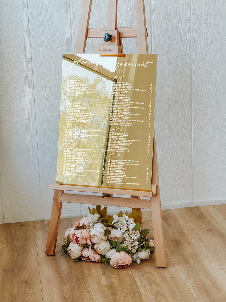 Acrylic Mirror Seating Chart – Blush and Lumber