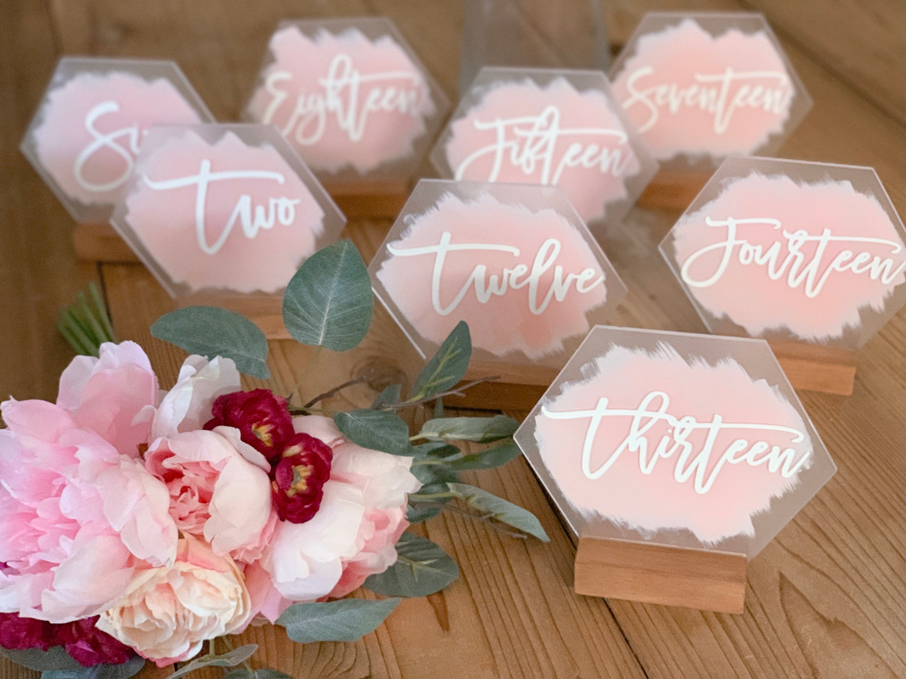 Wedding Painted Back Acrylic Table Number - TN1 – Blush and Lumber