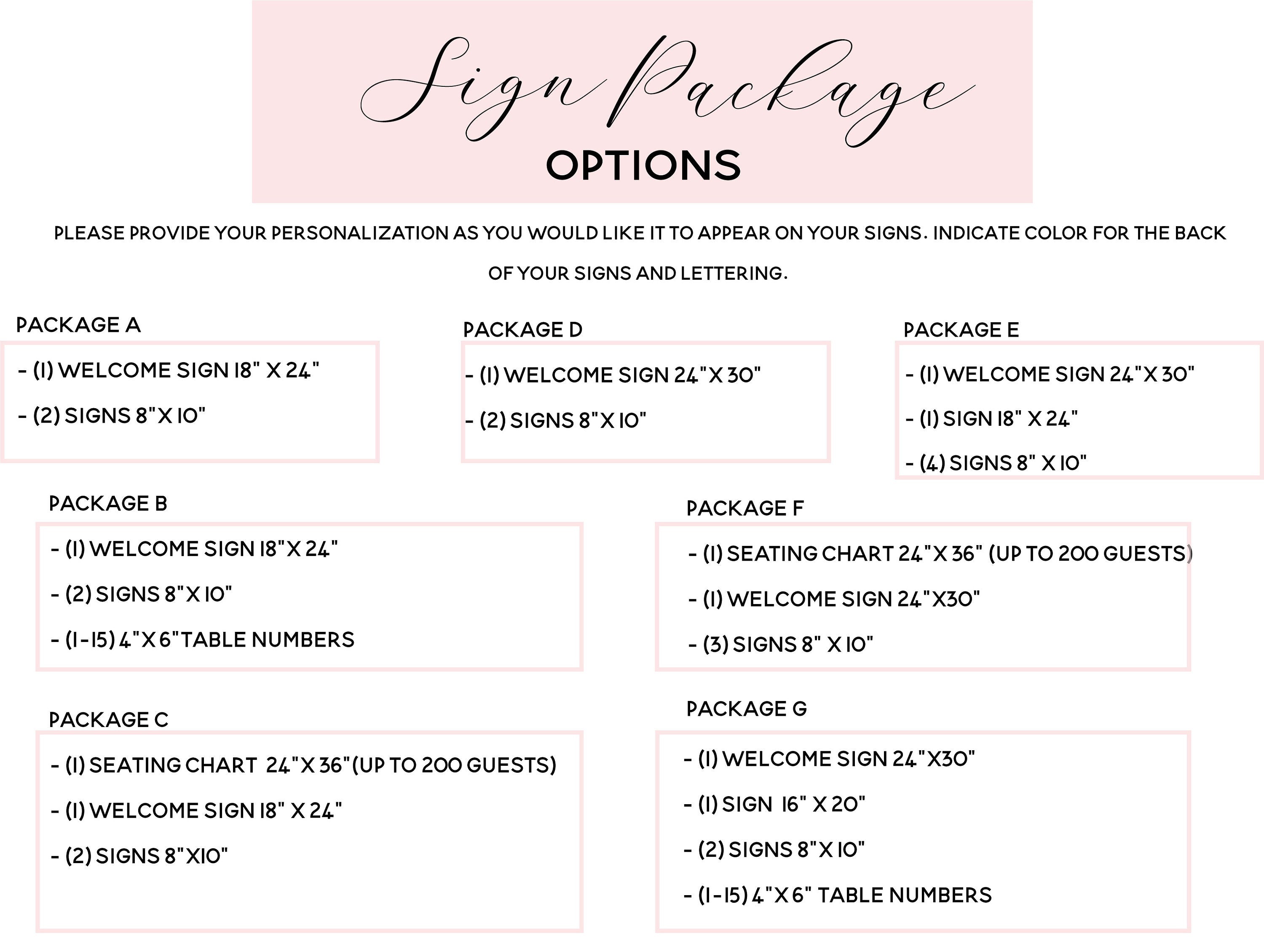 Acrylic Sign Packages – Blush and Lumber