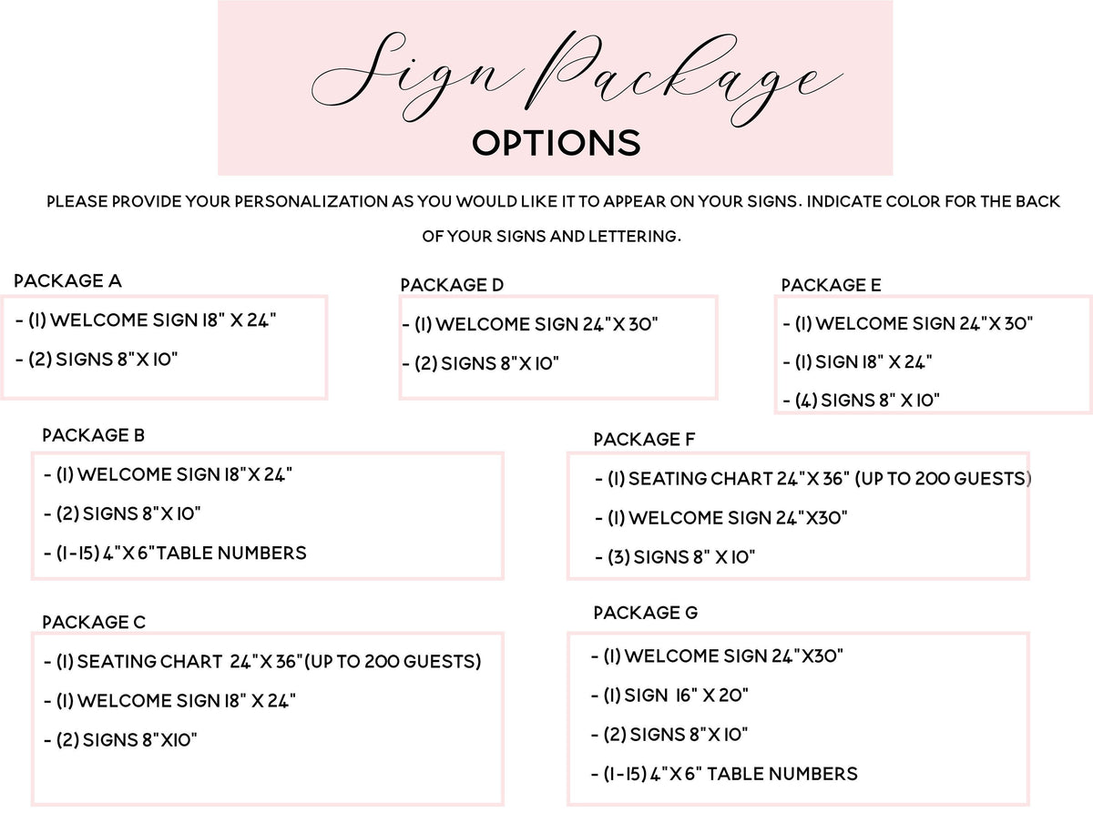 Acrylic Sign Packages – Blush and Lumber