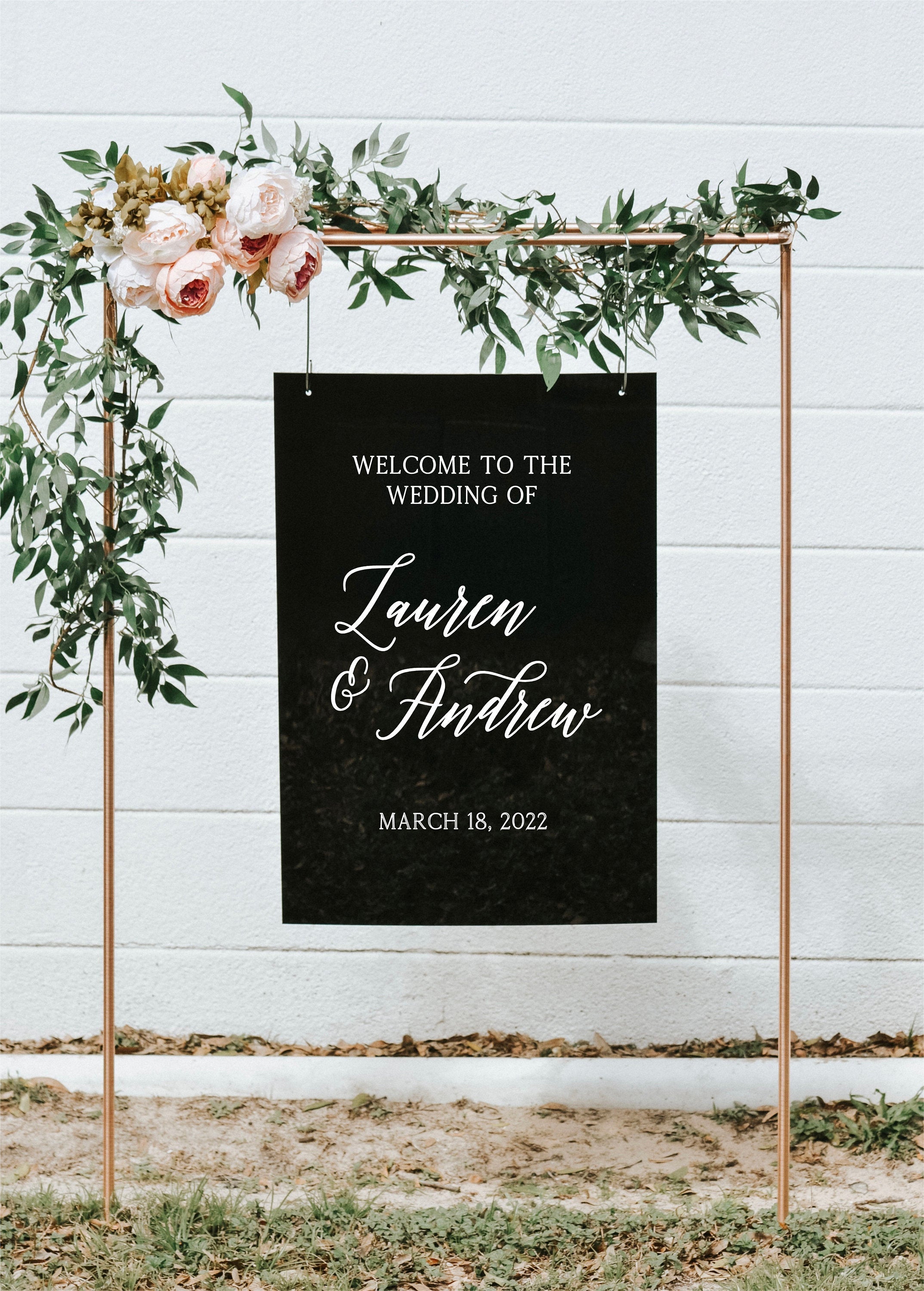 Solid Painted Back Welcome Sign- Modern Calligraphy - WS34 – Blush and ...