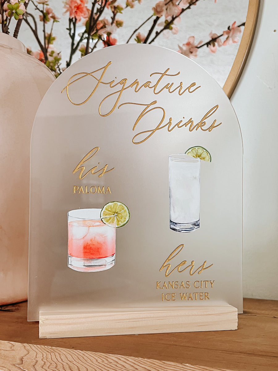 Arch Signature Drinks Acrylic Sign – Blush and Lumber